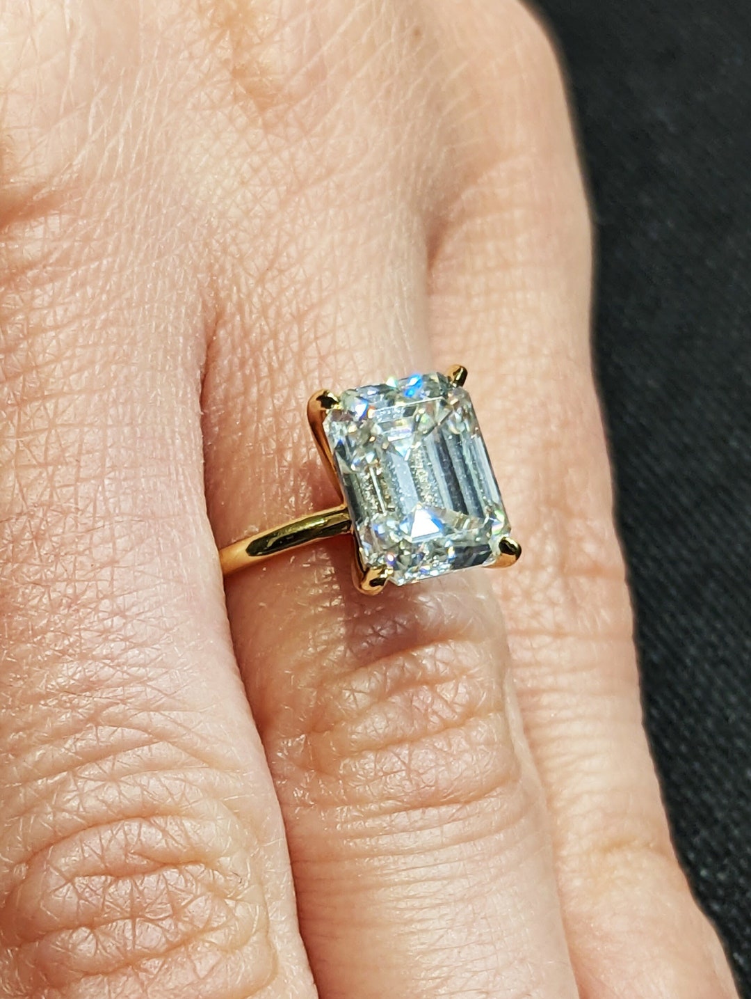 3 Carat Emerald Cut Solitaire Engagement Ring, Emerald Cut Engagement ...