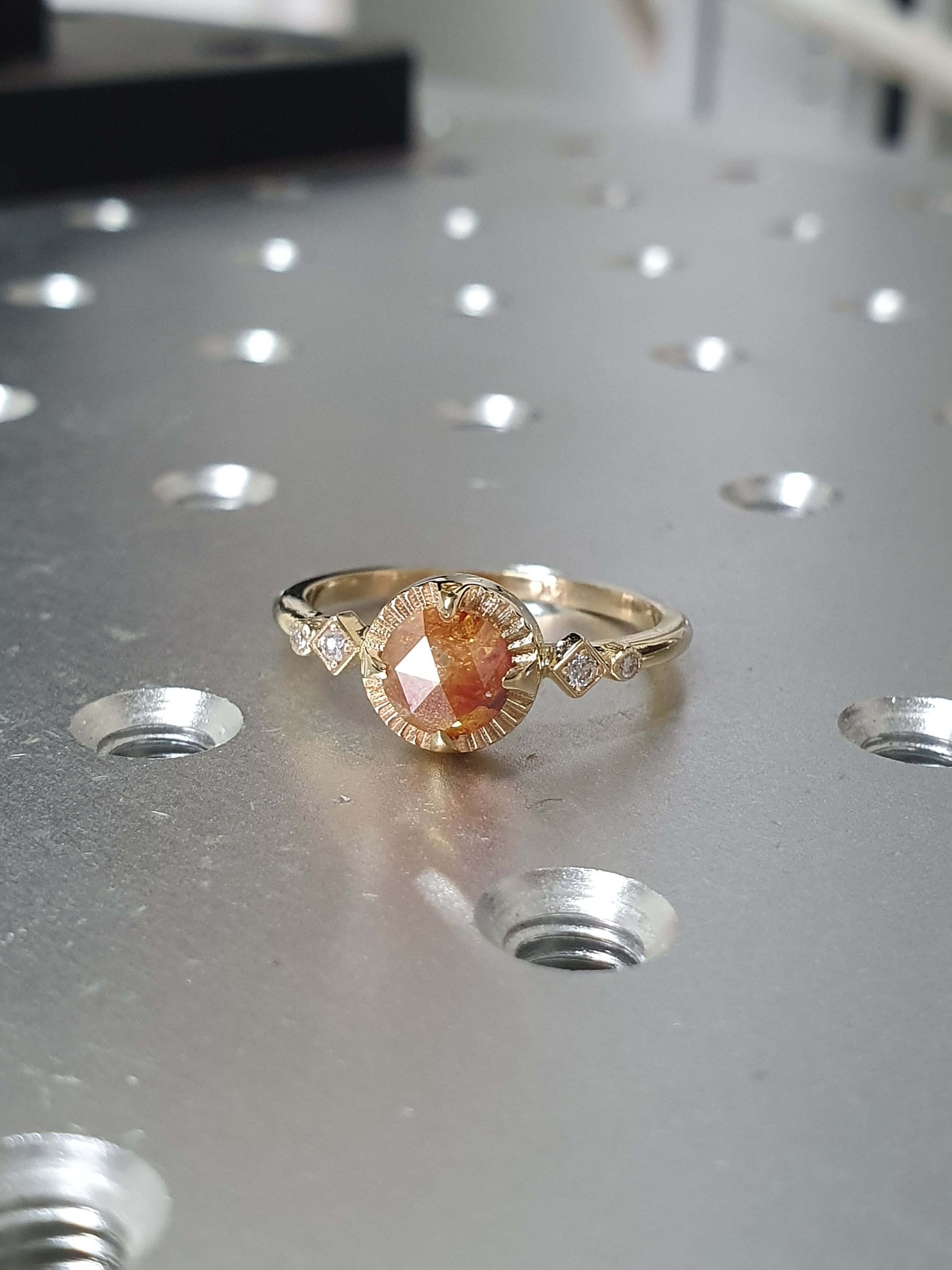 Rose Cut Diamond Round Ring Vintage Brown Rose Cut Diamond | Etsy