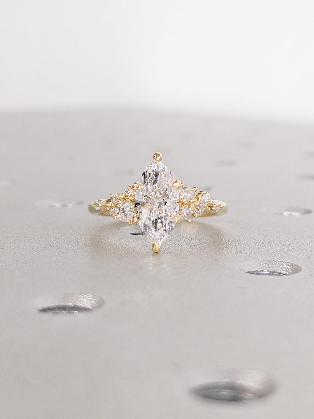 0.5-2ct Marquise Cut Moissanite Ring | Vintage Yellow Gold Moissanite ...
