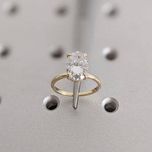 3ct Oval Lab Diamond Solitaire Engagement Ring | 14K Yellow Gold Hidden ...