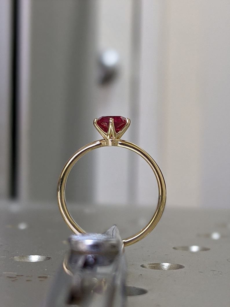 Ruby Ring Unique Engagement Ring Solitaire Ring Round Ruby | Etsy