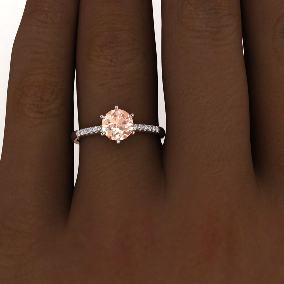 14k Rose Gold Carolina Rose Setting Morganite and Diamond Engagement ...