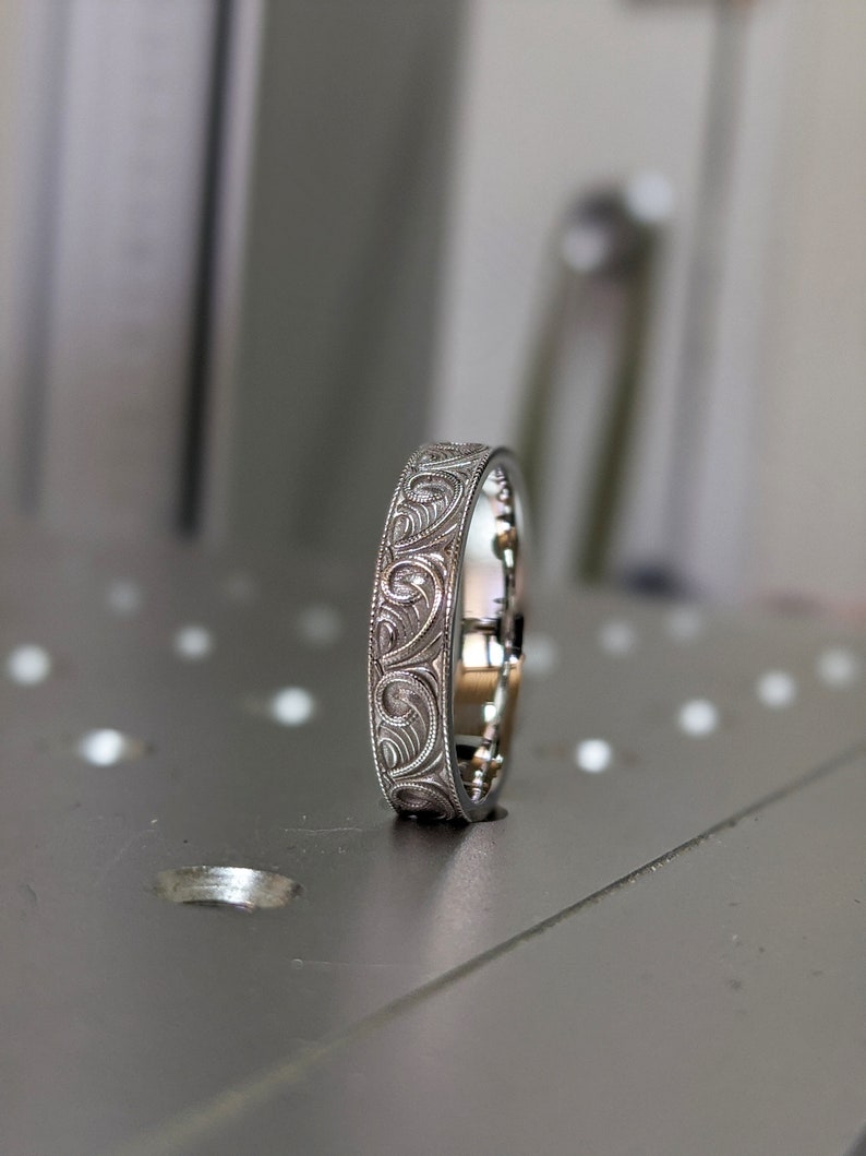 Unique Engraved Wedding Ring Art Deco Scroll Style Wedding - Etsy