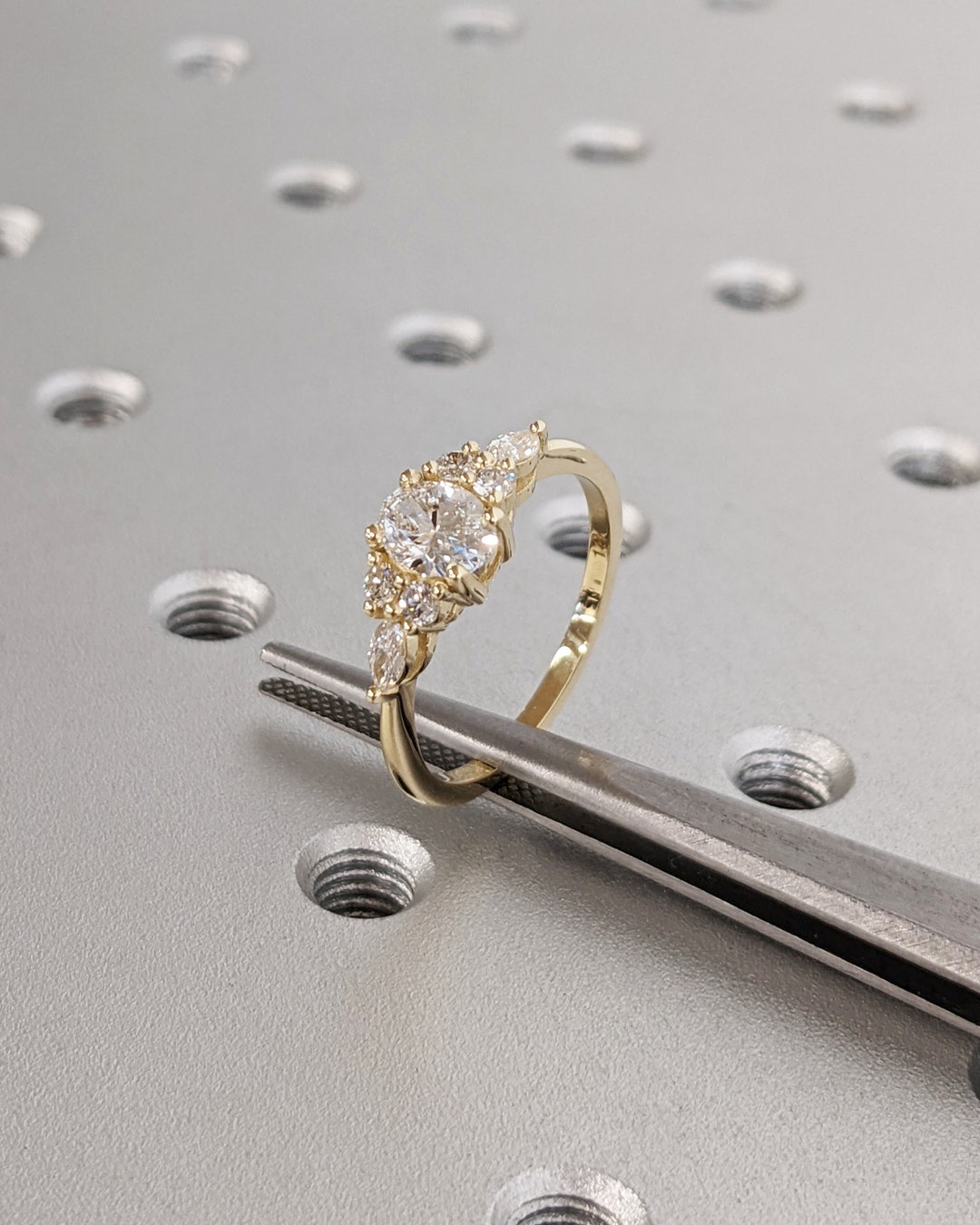 Lab Diamond Oval Engagement Ring, Oval Lab Diamond and Multi-stone ...