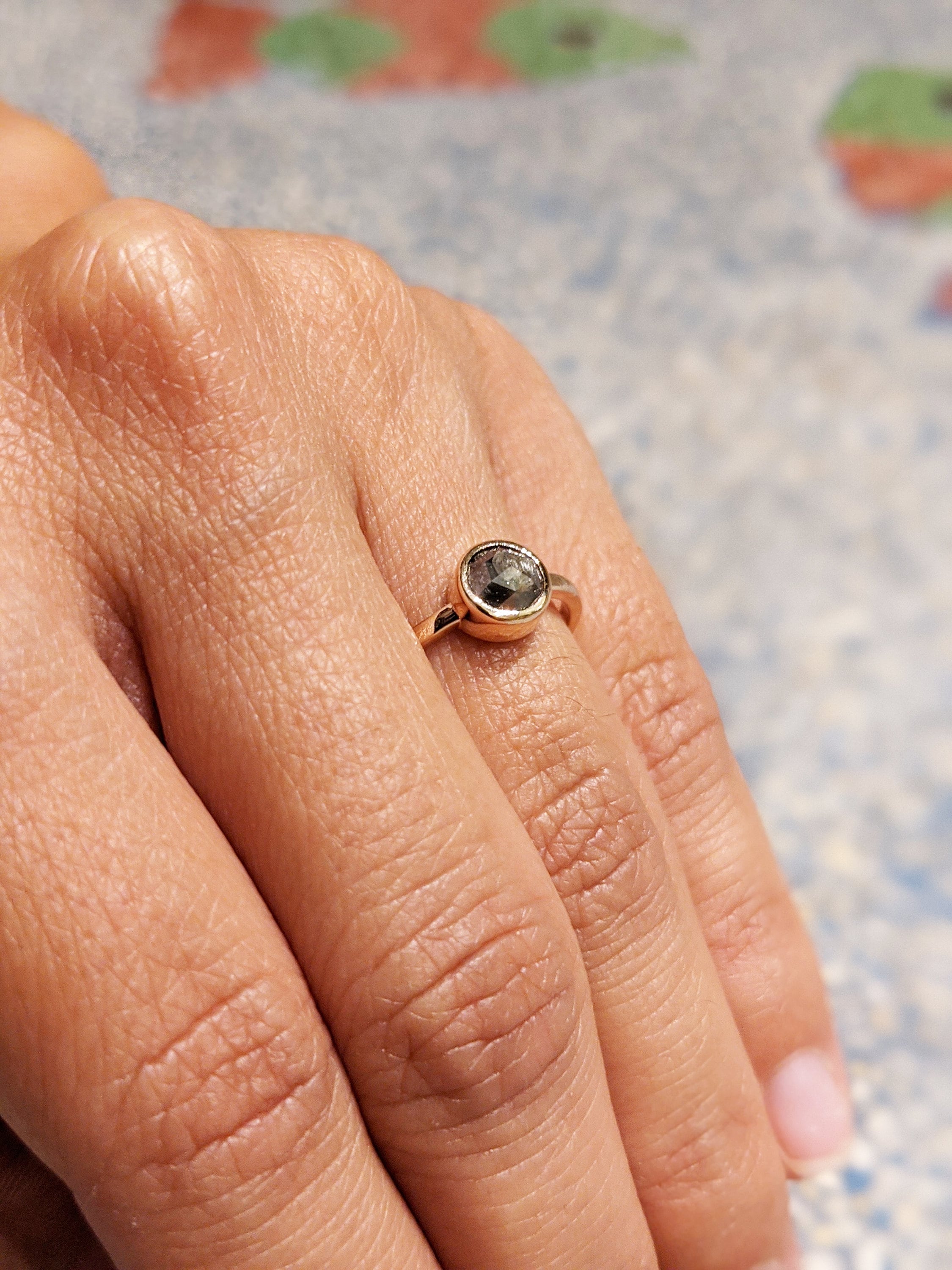 Rose Cut Diamond Ring Your Choice Natural Color Diamond in | Etsy