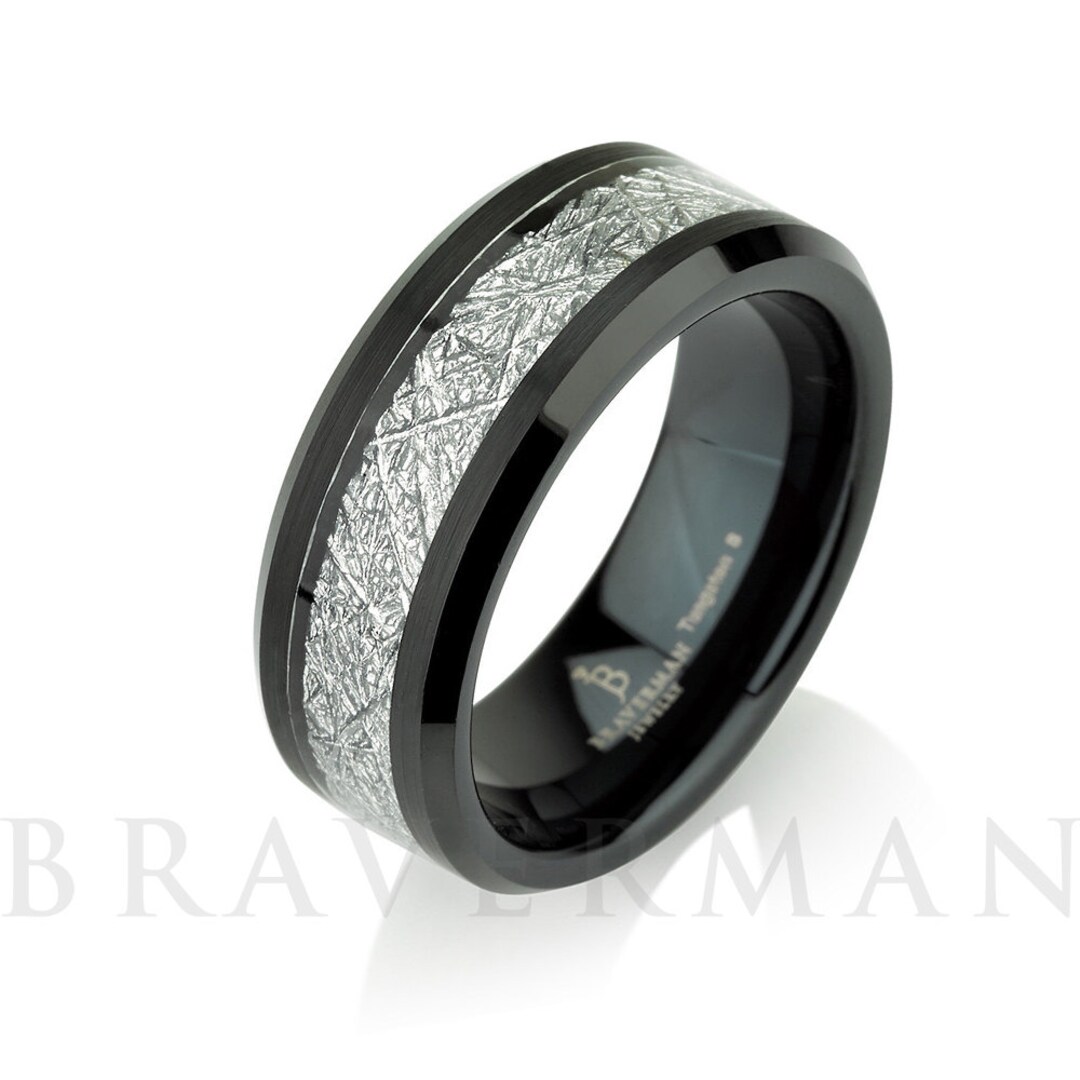 Black Meteor Ring Meteorite Ring Meteorite Band Black - Etsy