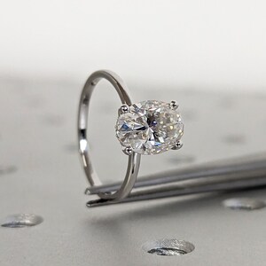 2ct Hidden Halo Engagement Ring, Solitaire Oval Moissanite Ring, Hidden Halo Oval Cut Solitaire ...