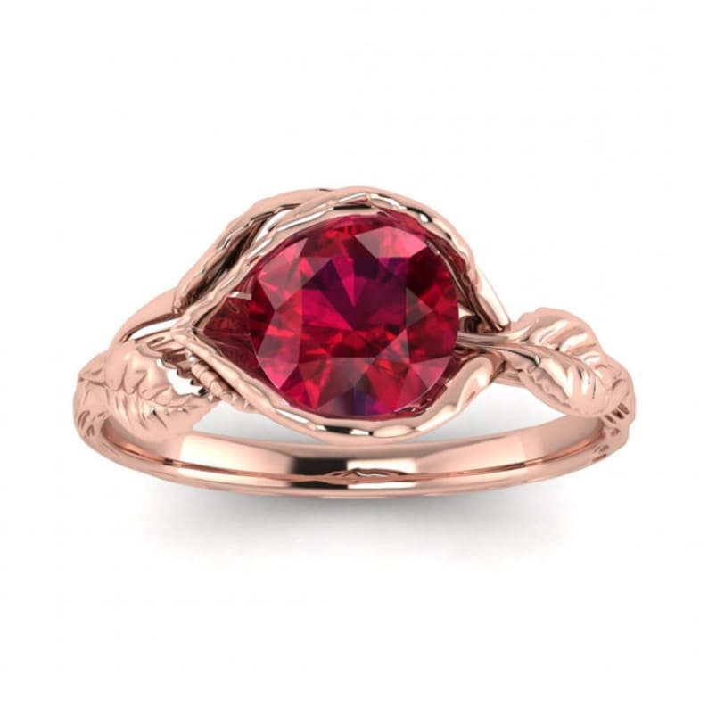 14k Rose Gold Bijou Ruby Lotus Flower Ring Lotus Engagement - Etsy