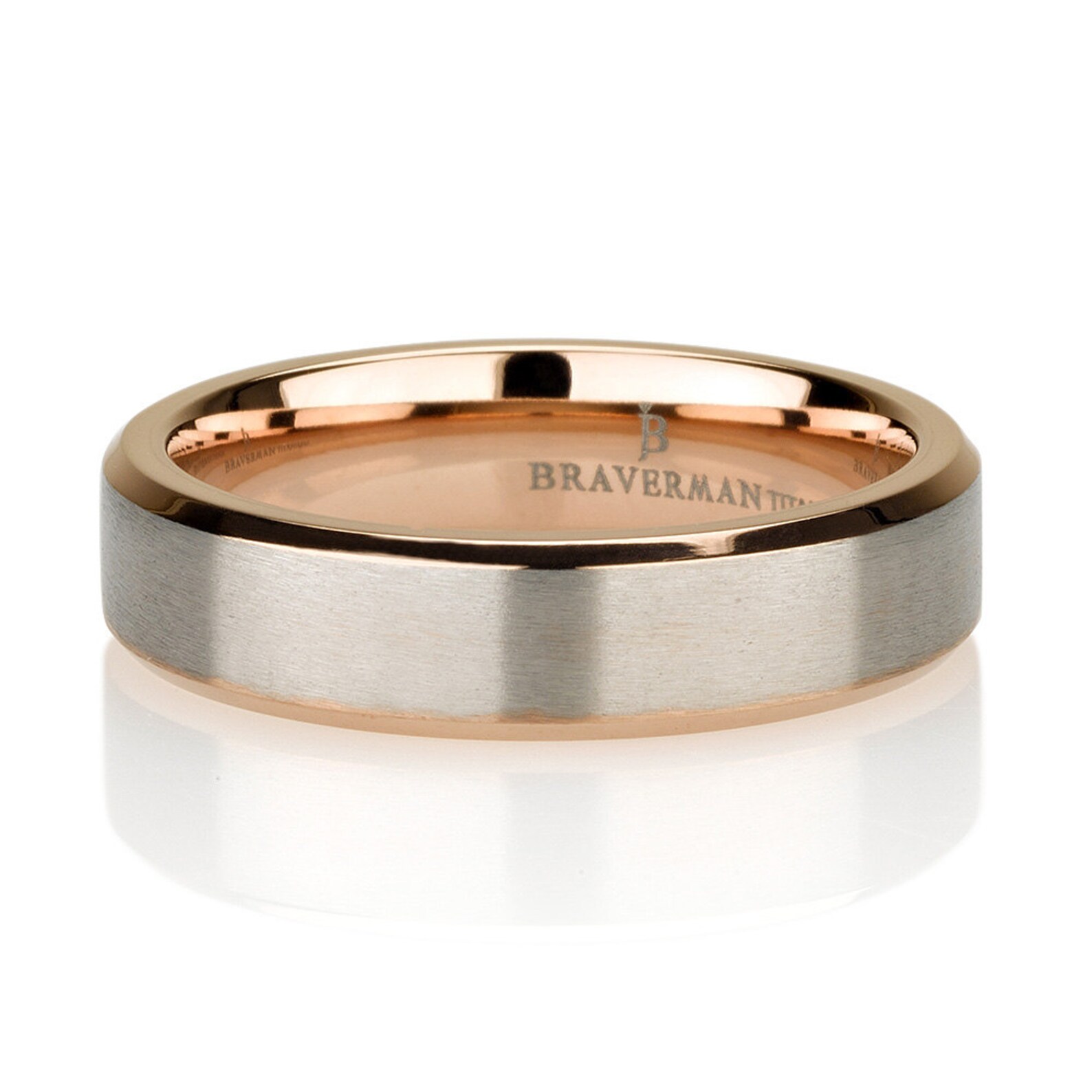 Rose Gold Beveled Pure Titanium Wedding Band Brushed Rose - Etsy