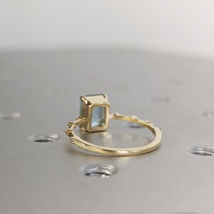 Unique Aquamarine Ring, Elegant Engagement Ring, Blue Promise Ring, 14k ...