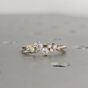 Cluster Ring in 14k Gold / Diamond Cluster Ring / Unique Diamond ...