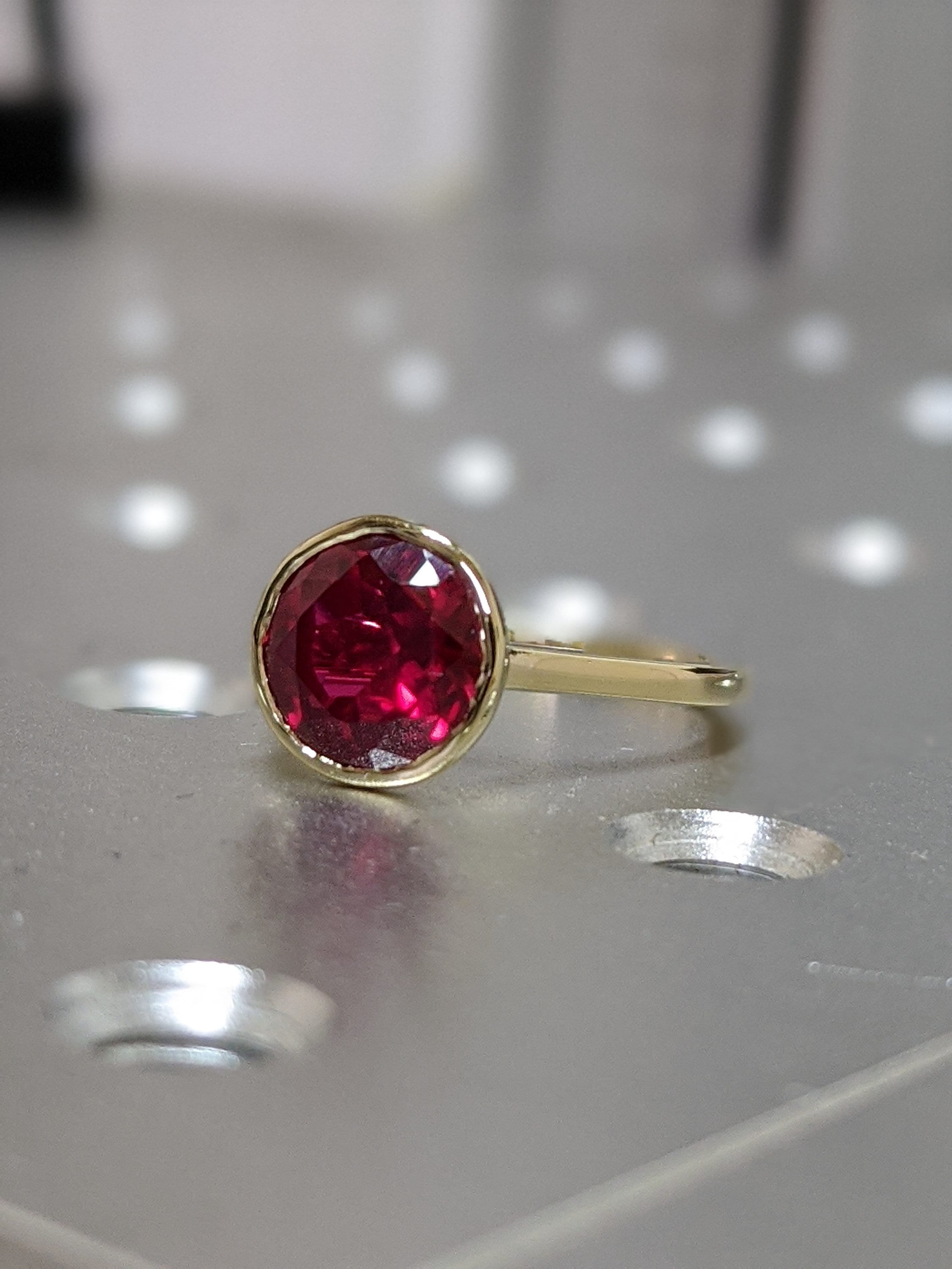 14k Rose Gold Floating Bezel Ruby Ring Ruby Engagement Ring | Etsy