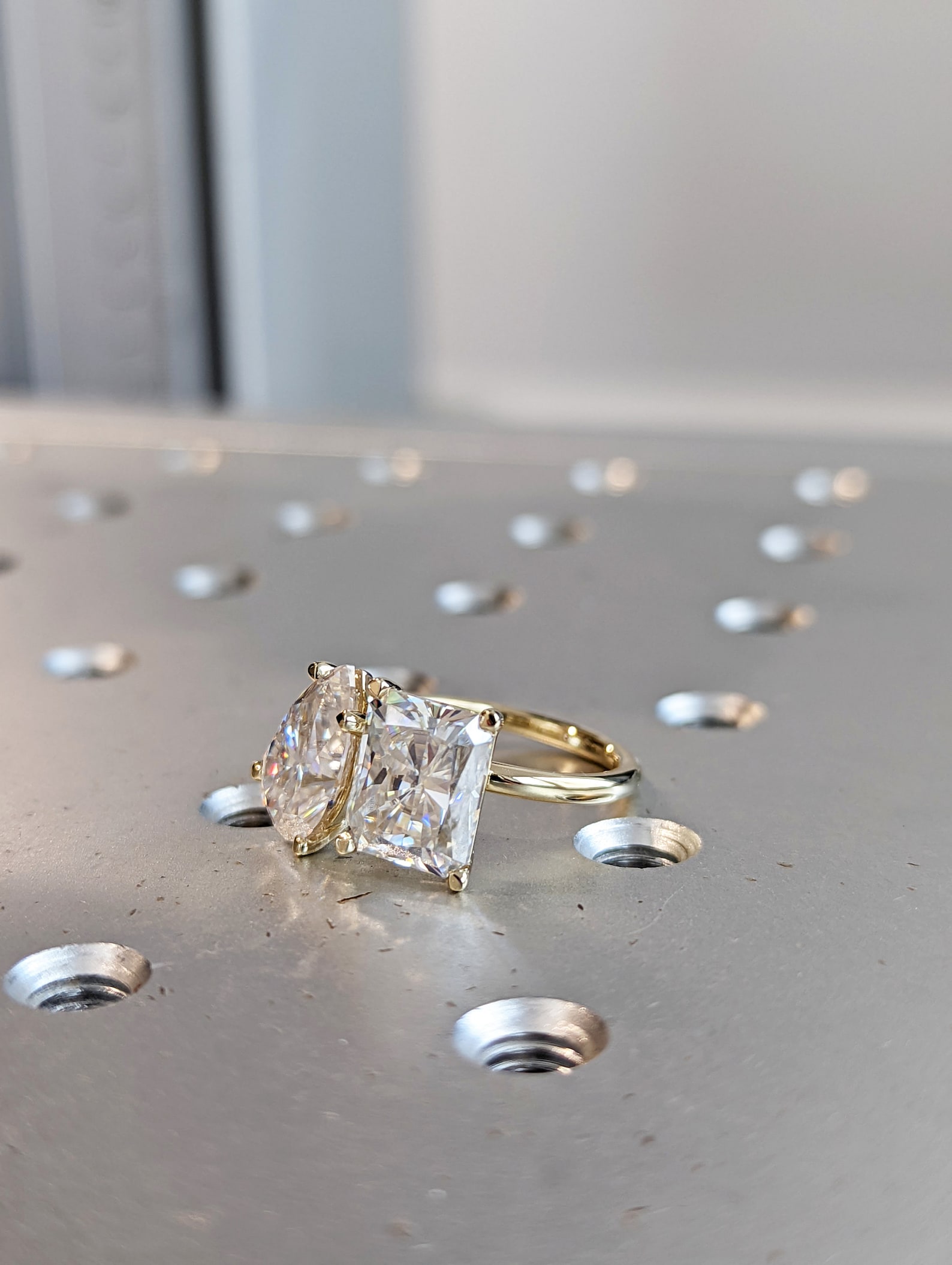 3 Carat Double Stone Engagement Ring Pear Cut and Radiant Cut ...