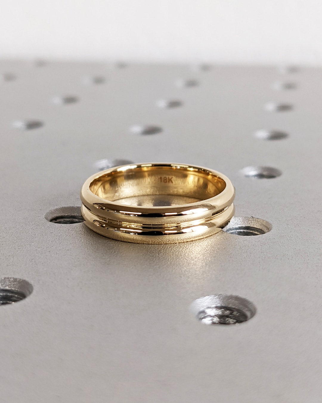 Gold Double Layer Ring, Chunky Gold Ring, Gold Stacking Ring, 5mm Thick ...