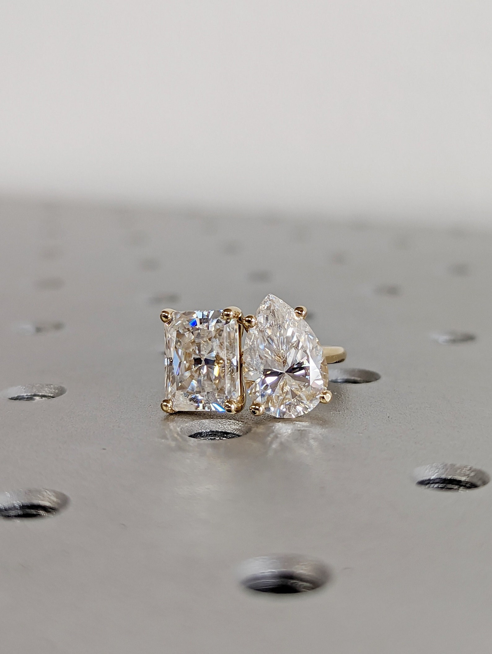 3 Carat Double Stone Engagement Ring Pear Cut and Radiant Cut - Etsy