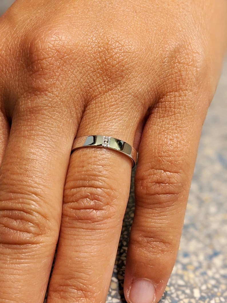 14k White Gold Diamond Bezel Ring 3mm Bezel Tension Like - Etsy