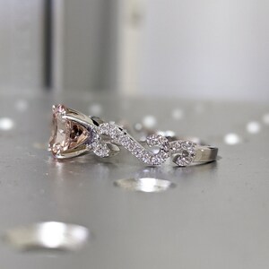 Infinity Morganite Engagement Ring, Vintage Floral Morganite Ring, Rose ...