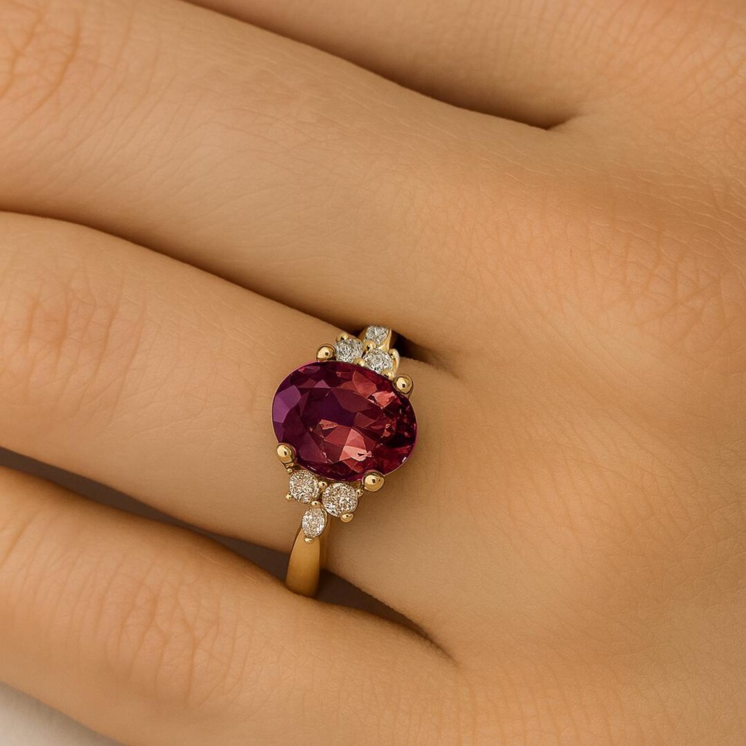 Vintage Ruby Ring, Oval Engagement Ring, Ruby Jewelry, Unique 18k/14k ...
