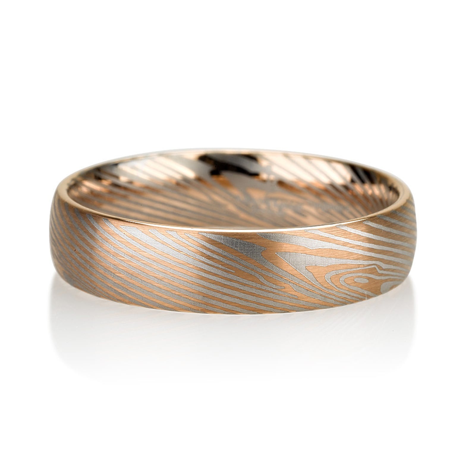Rose Gold Brushed Mokume Gane Tungsten Forged Ring Mokume - Etsy