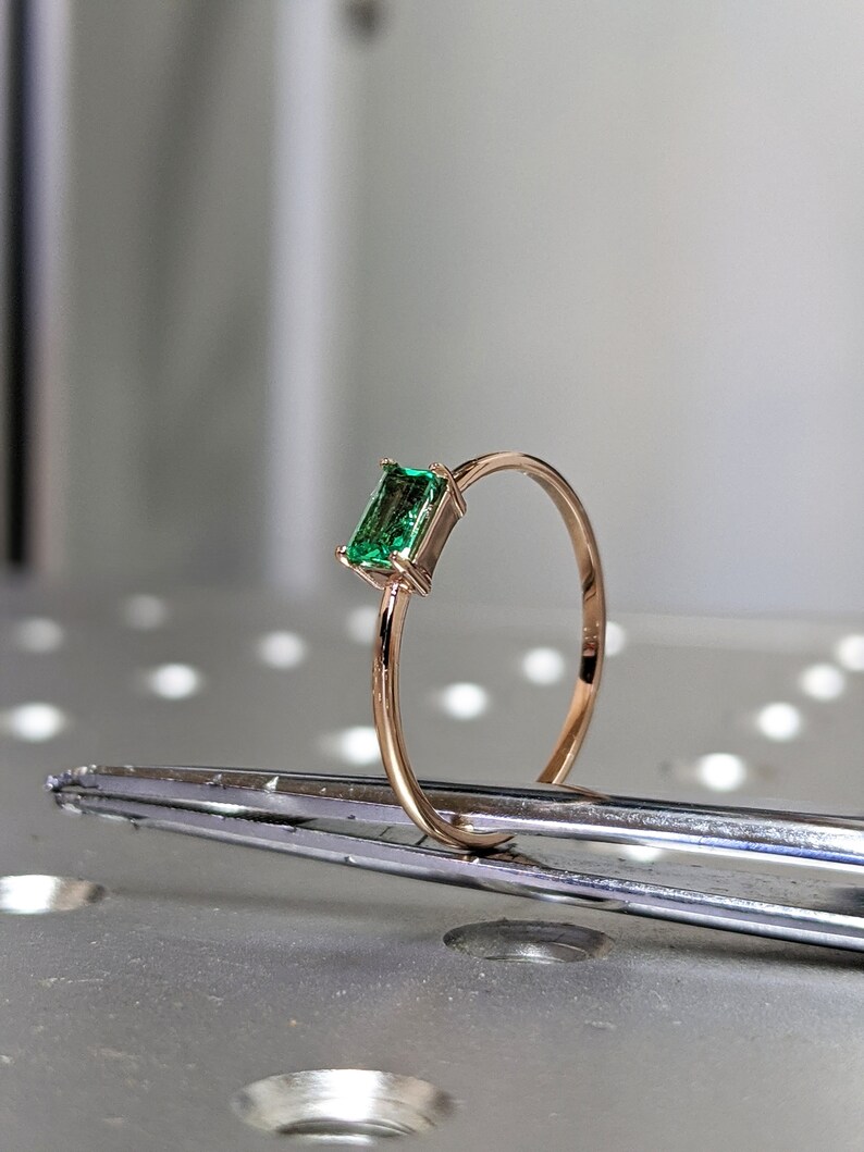 Solid Gold Natural Emerald Ring Art Deco Ring Emerald - Etsy