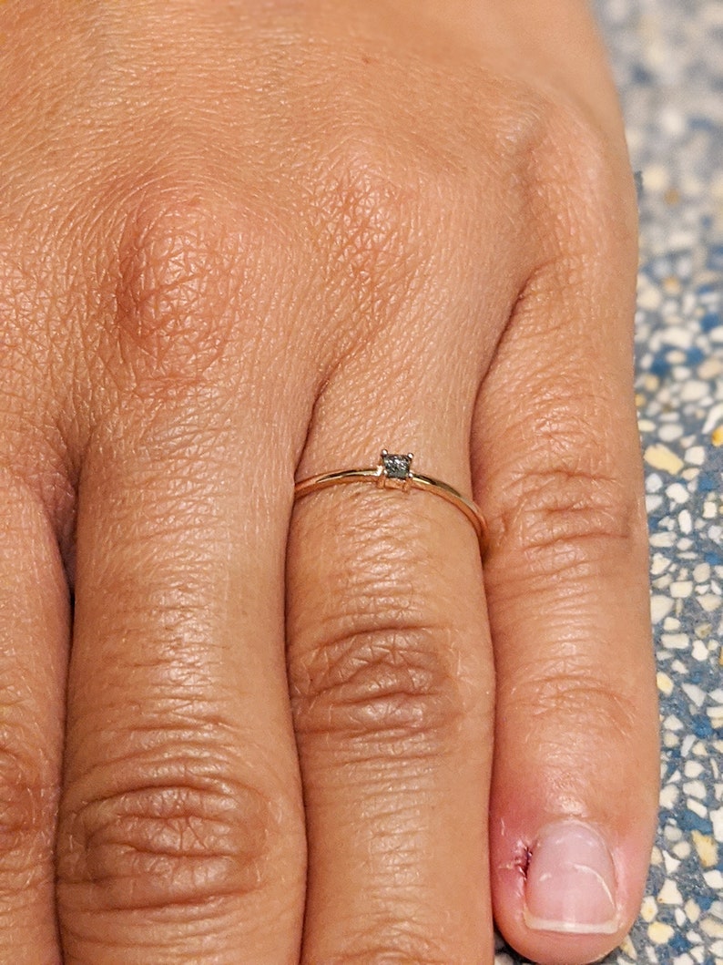 Solitaire Minimalist Engagement Ring Simple Stacking Princess - Etsy