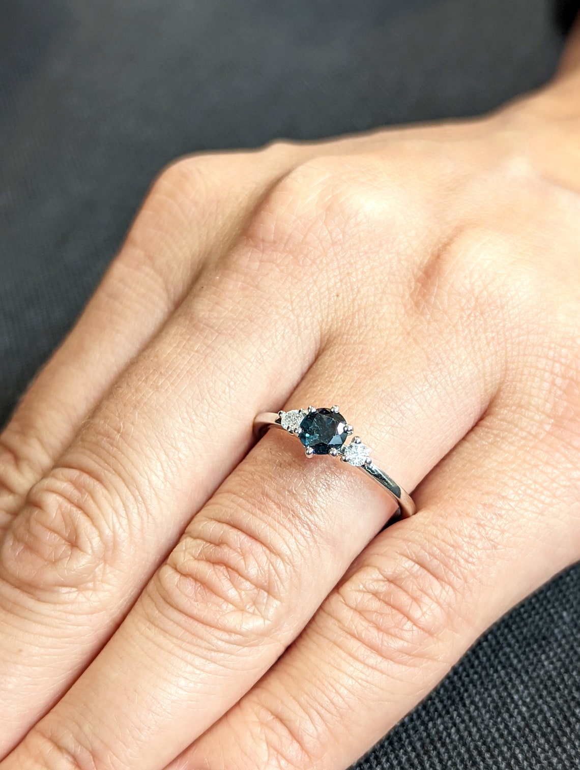 Peacock Sapphire Promise Ring Gold Round Cut Engagement - Etsy