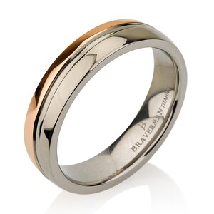 Titanium Wedding Band, Polished Rose Gold Titanium Wedding Ring, Rose ...