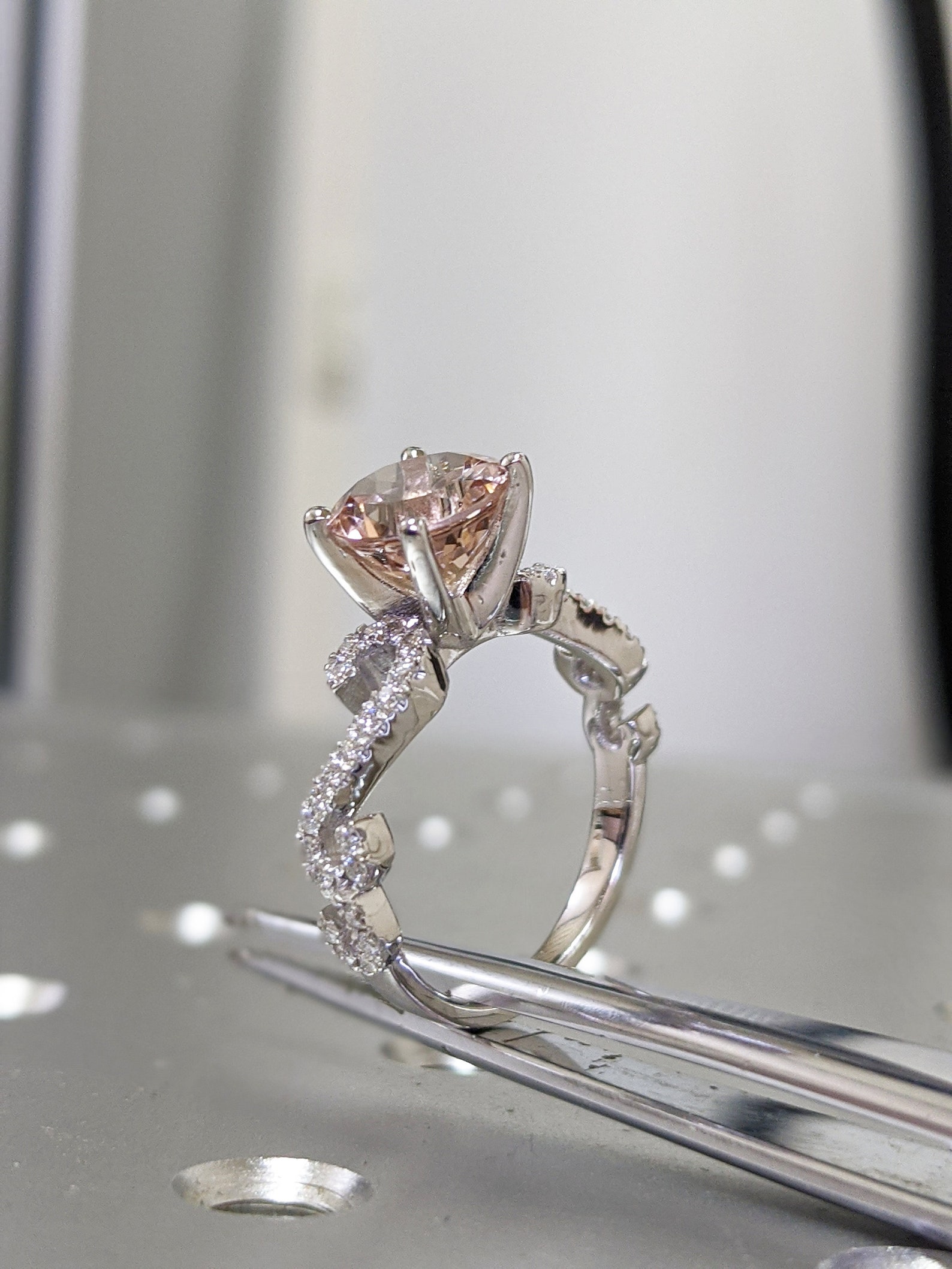 Infinity Morganite Engagement Ring Vintage Floral Morganite | Etsy