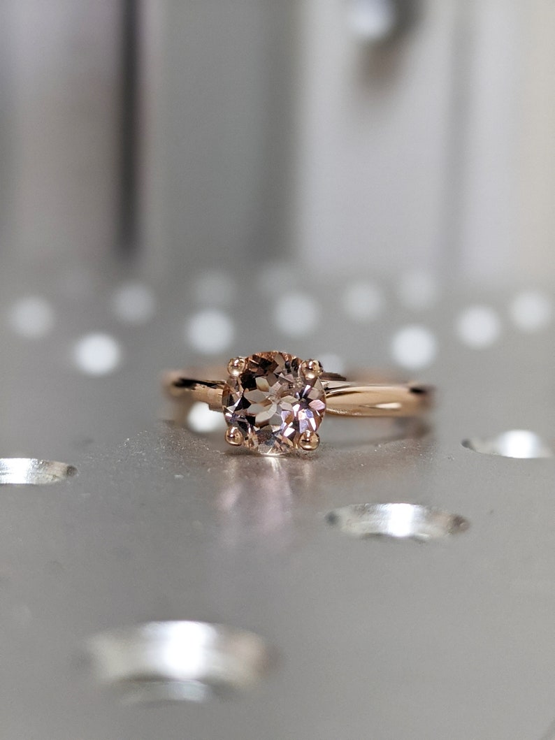 Unique Morganite Engagement Ring Rose Gold Solitaire Ring - Etsy