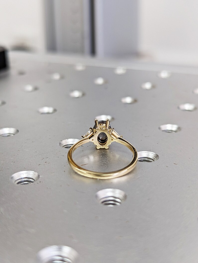 Raw Diamond Oval Triangle Diamond Salt and Pepper Unique - Etsy