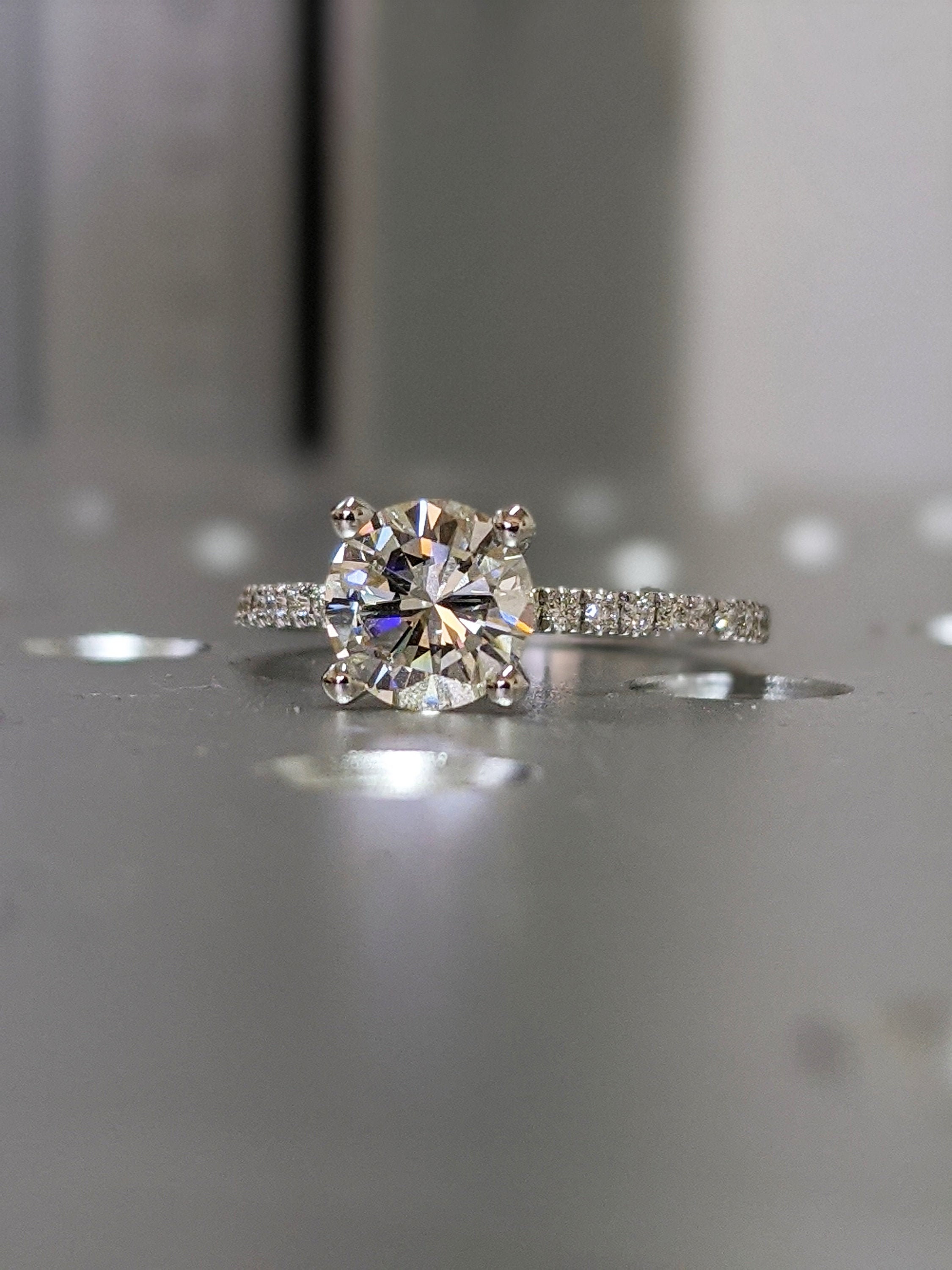 14K Solid Gold Rings/ 1CT Round Moissanite Engagement Ring/ | Etsy