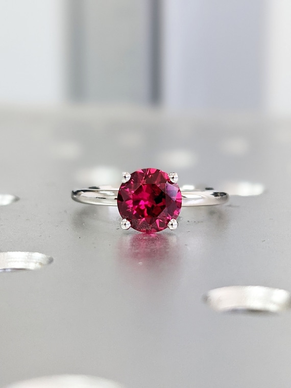 Ruby Ring Unique Engagement Ring Solitaire Ring Round Ruby | Etsy