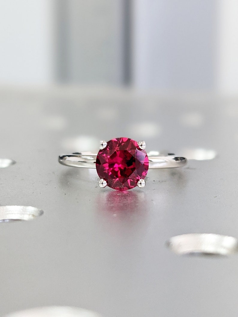 Ruby Ring Unique Engagement Ring Solitaire Ring Round Ruby - Etsy