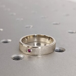 Ruby Men's Ring | 14K White Gold Men's Wedding Band With Ruby | 14K ...