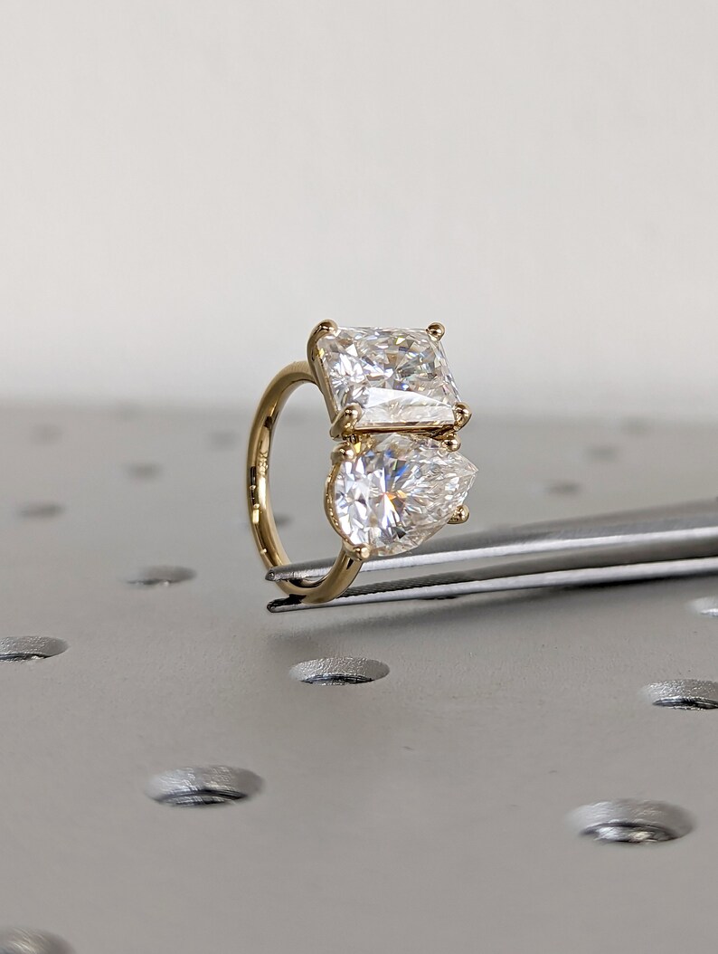 3 Carat Double Stone Engagement Ring Pear Cut and Radiant Cut ...