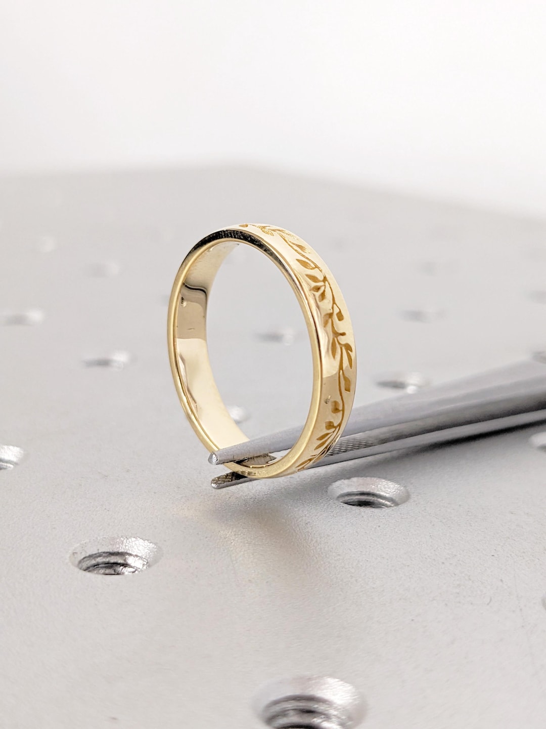 Men's Wedding Band, 18K Yellow Gold Unique Men's Ring, Men's Engagement ...