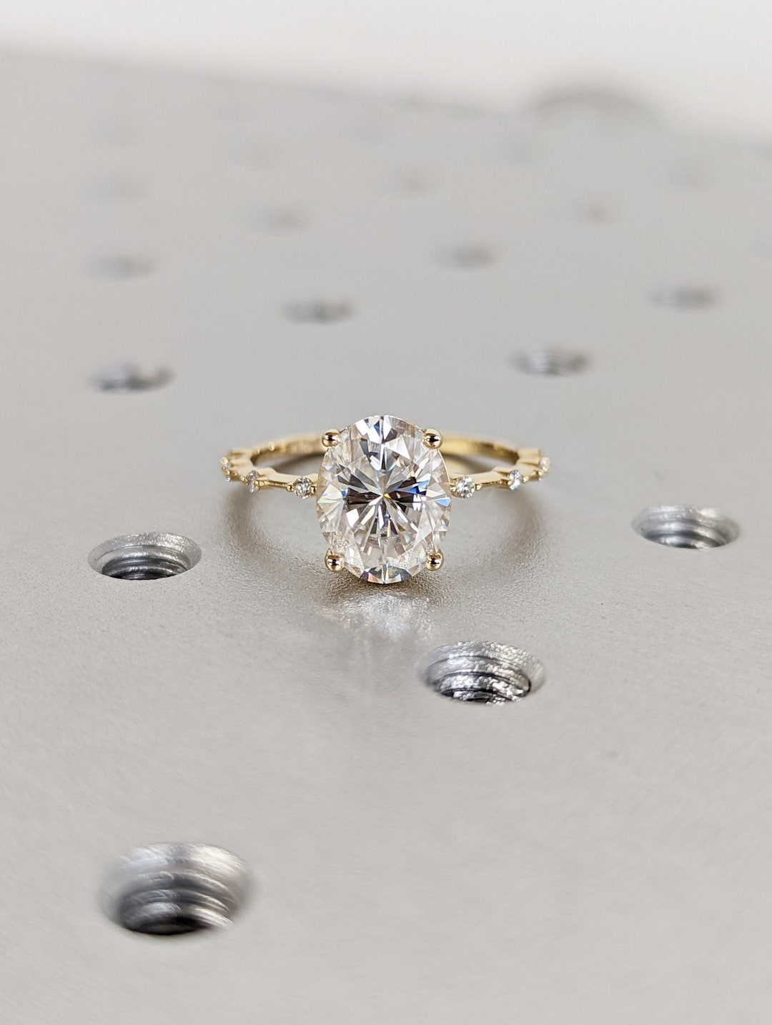 2 Carat Oval Lab Grown Diamond Ring / 2 CT Oval Diamond Thin Engagement ...