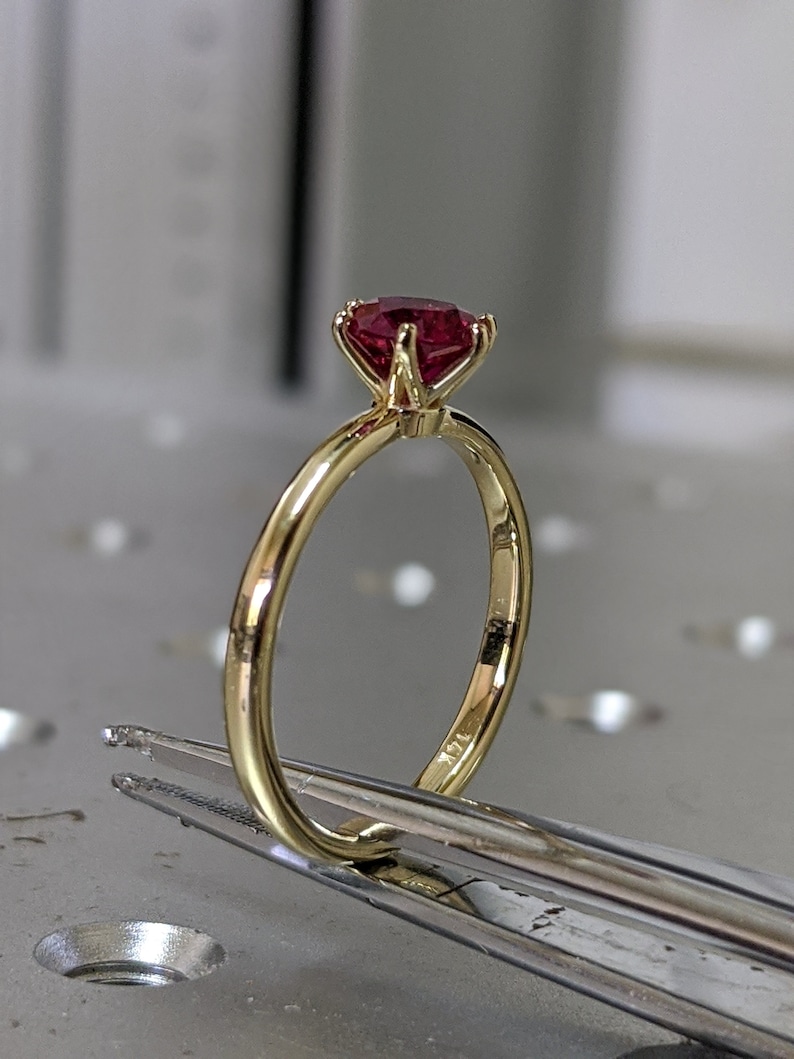 Ruby Ring Unique Engagement Ring Solitaire Ring Round Ruby | Etsy