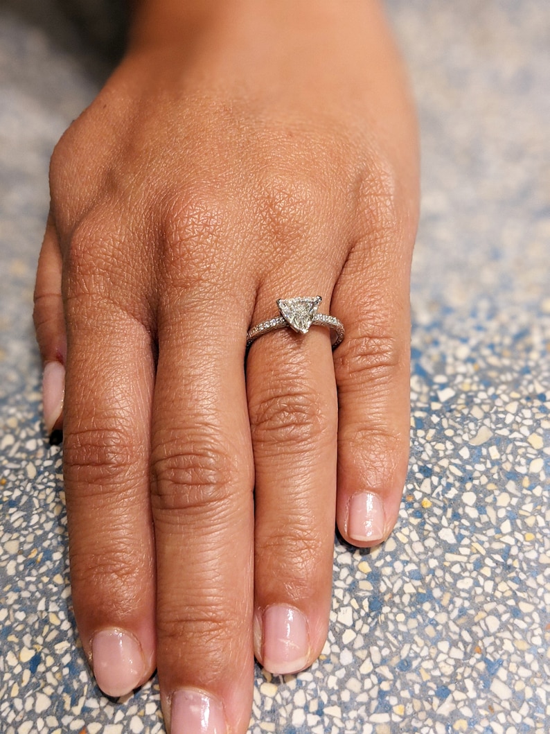 Solitaire Ring - Trillion Ring - Triangle Ring - Diamond Ring - Gold ...
