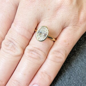 Oval Cut Bezel Solitaire Wedding Ring | Brilliant Cut Lab Diamond ...