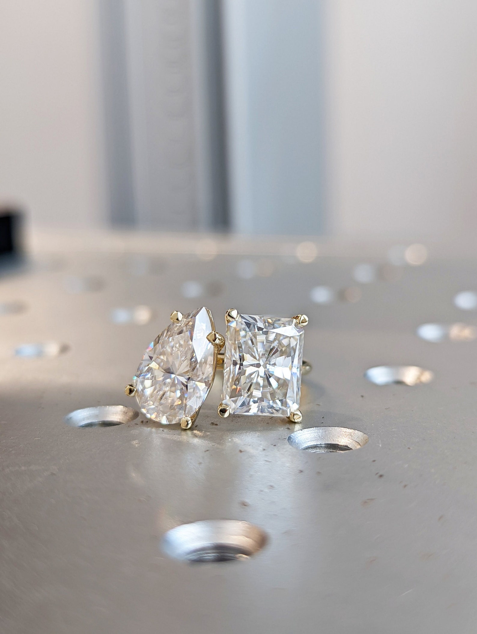 3 Carat Double Stone Engagement Ring Pear Cut and Radiant Cut ...