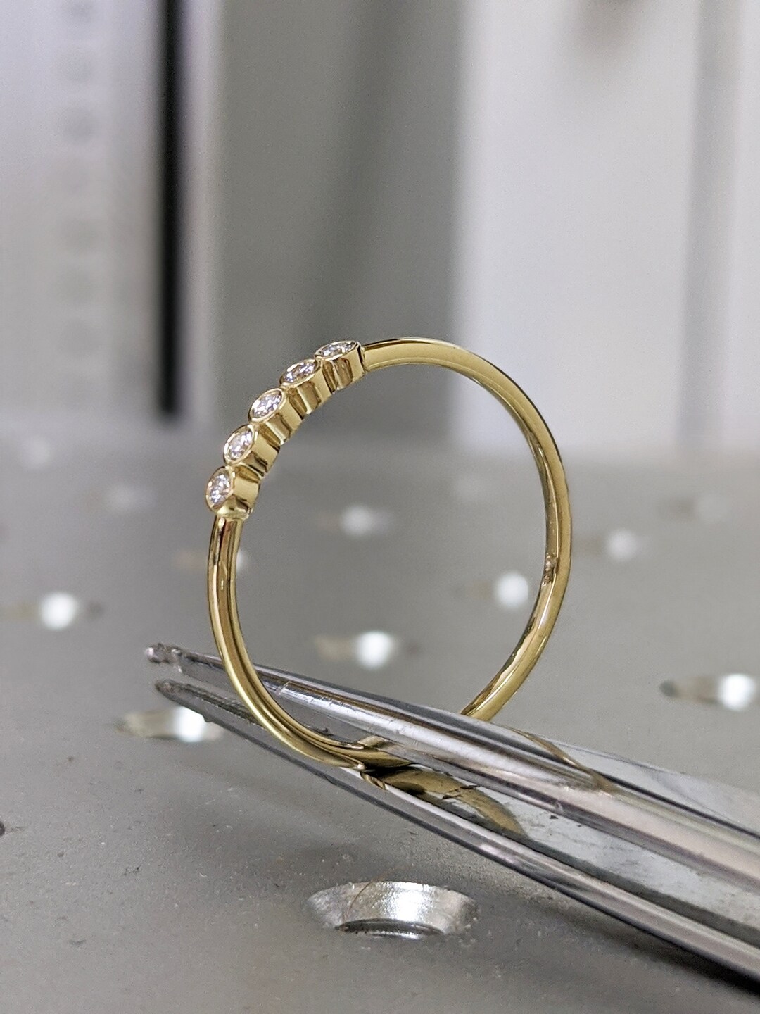 14K Gold Promise Ring for Her, 5 Stone Ring Womens Anniversary Ring ...