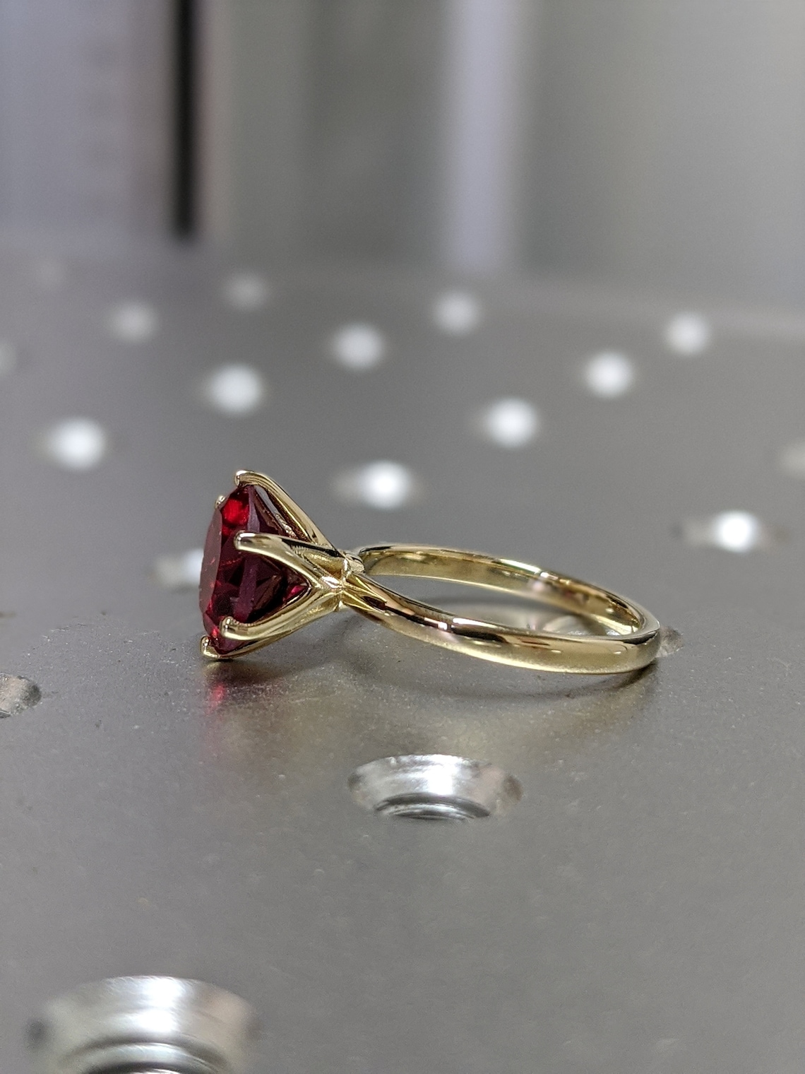 Ruby Ring Unique Engagement Ring Solitaire Ring Round Ruby | Etsy