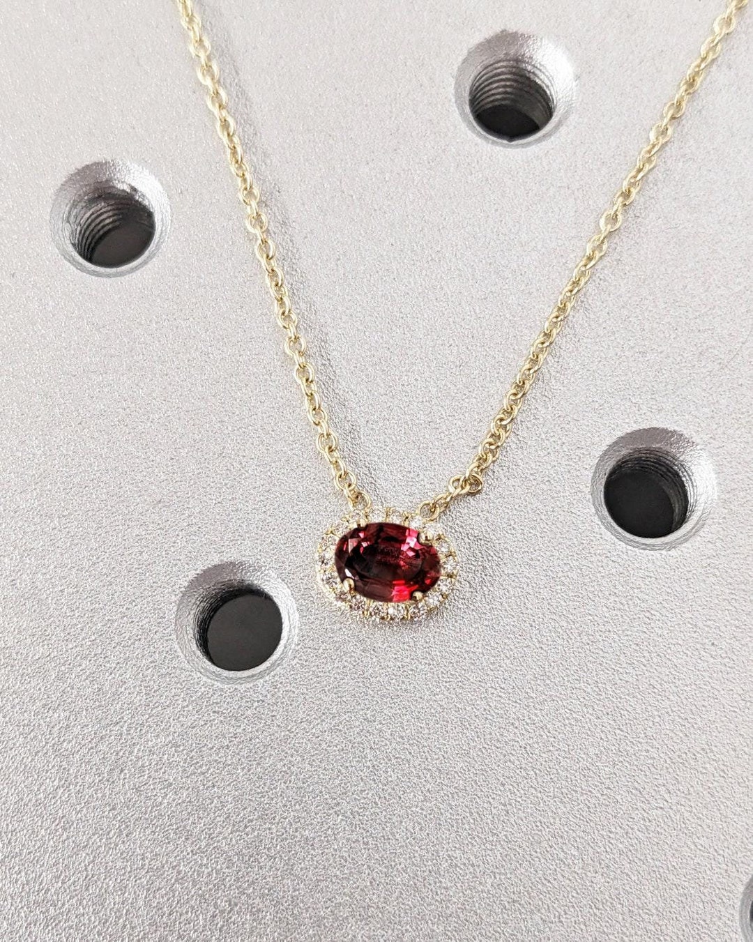 Timeless Red Lab Grown Ruby Pendant With Halo Diamonds | Ruby Necklace ...