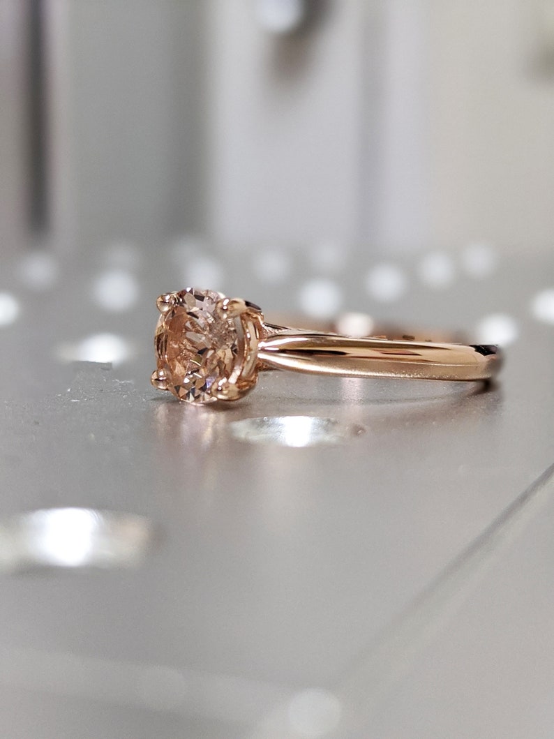 Unique Morganite Engagement Ring Rose Gold Solitaire Ring - Etsy