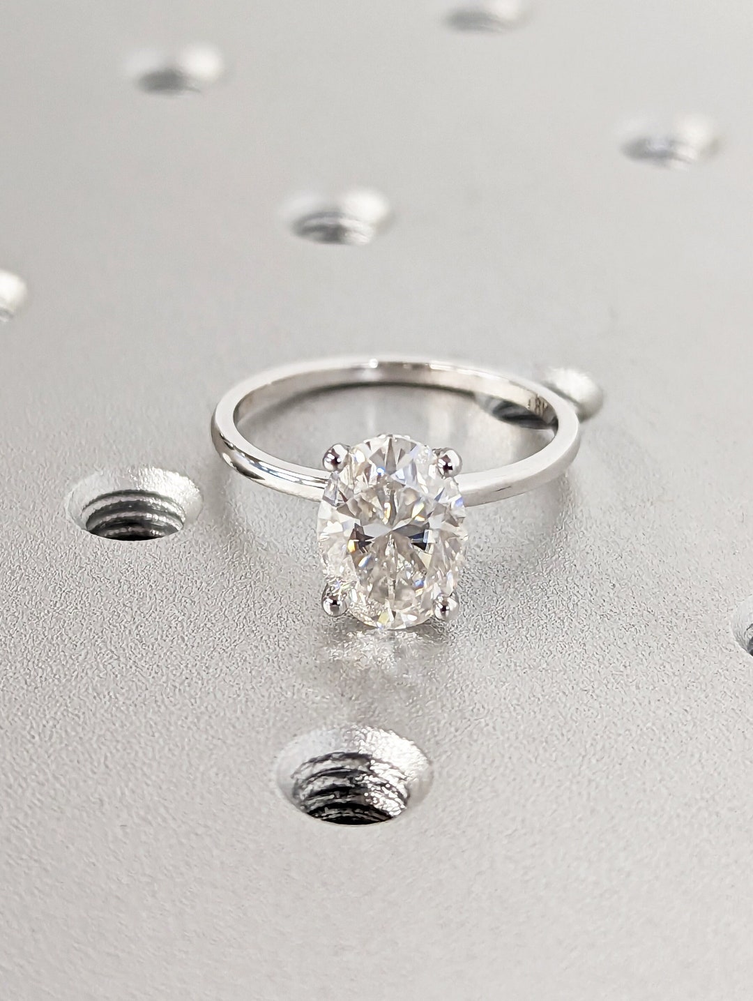 2ct Hidden Halo Engagement Ring, Solitaire Oval Moissanite Ring, Hidden Halo Oval Cut Solitaire ...