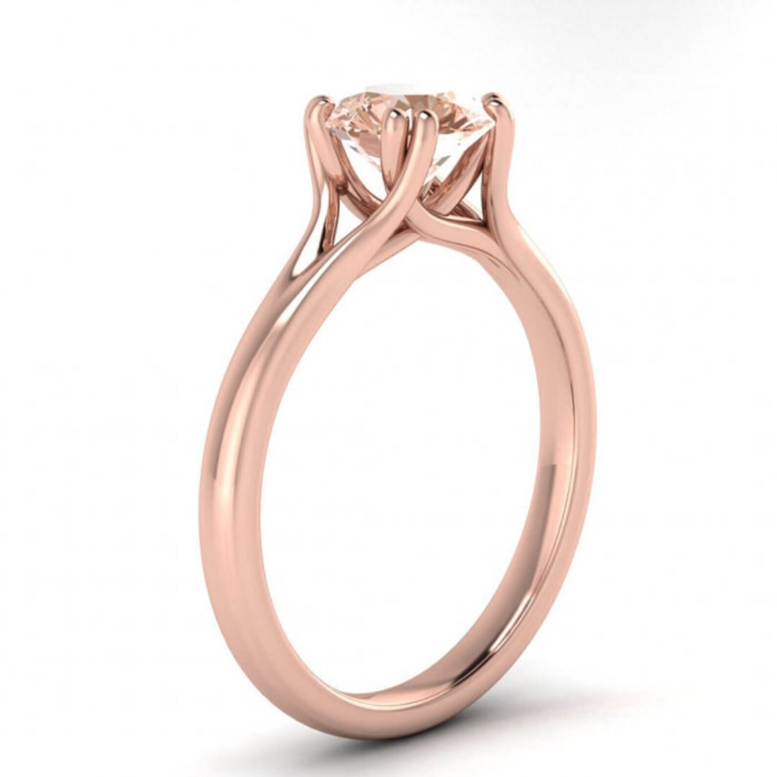 Unique Morganite Engagement Ring Rose Gold Solitaire Ring - Etsy