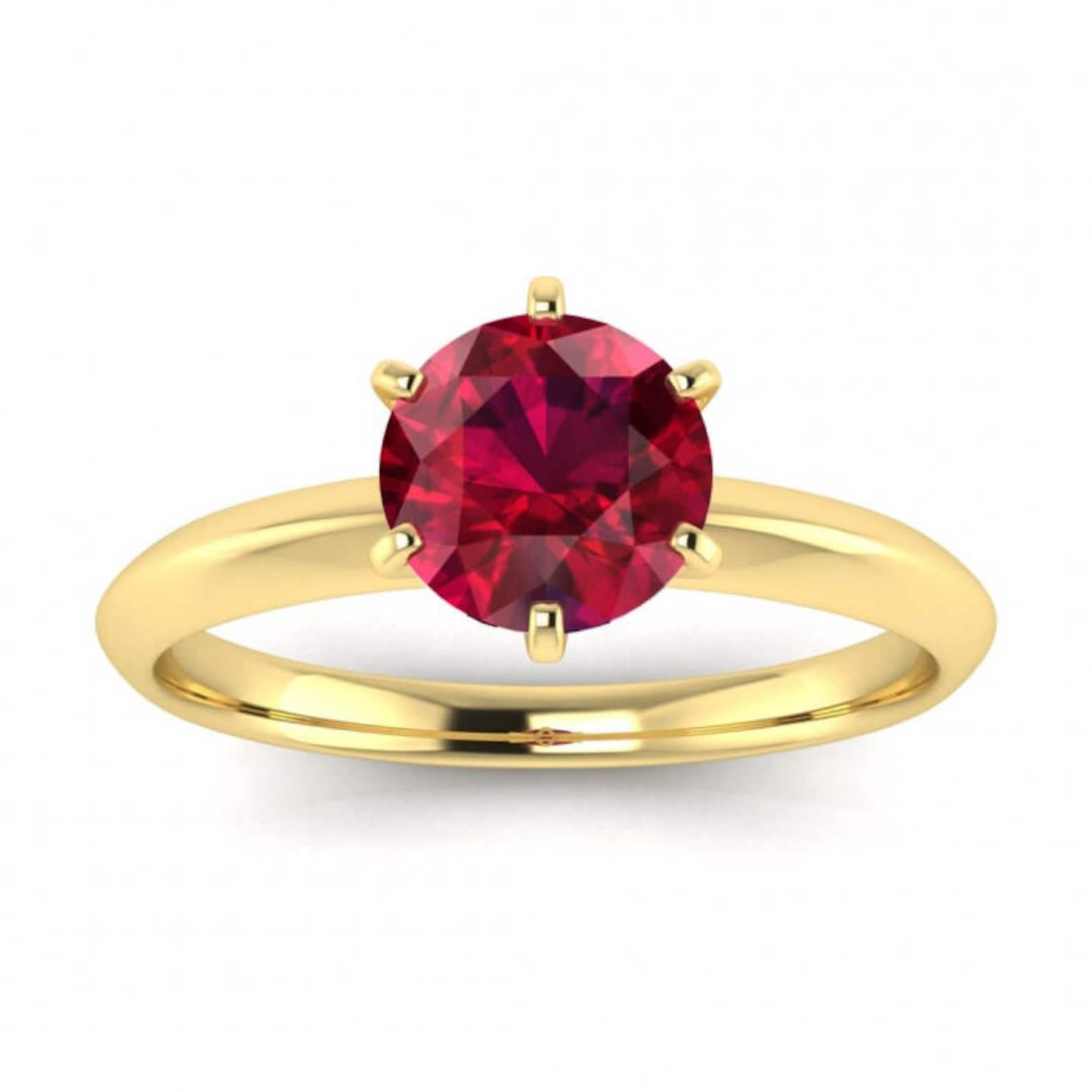 Ruby Ring Unique Engagement Ring Solitaire Ring Round Ruby - Etsy