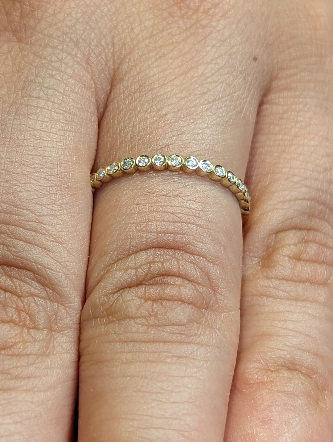Bezel Set Diamond Matching Eternity Ring | 14K Yellow Gold Promise Ring ...