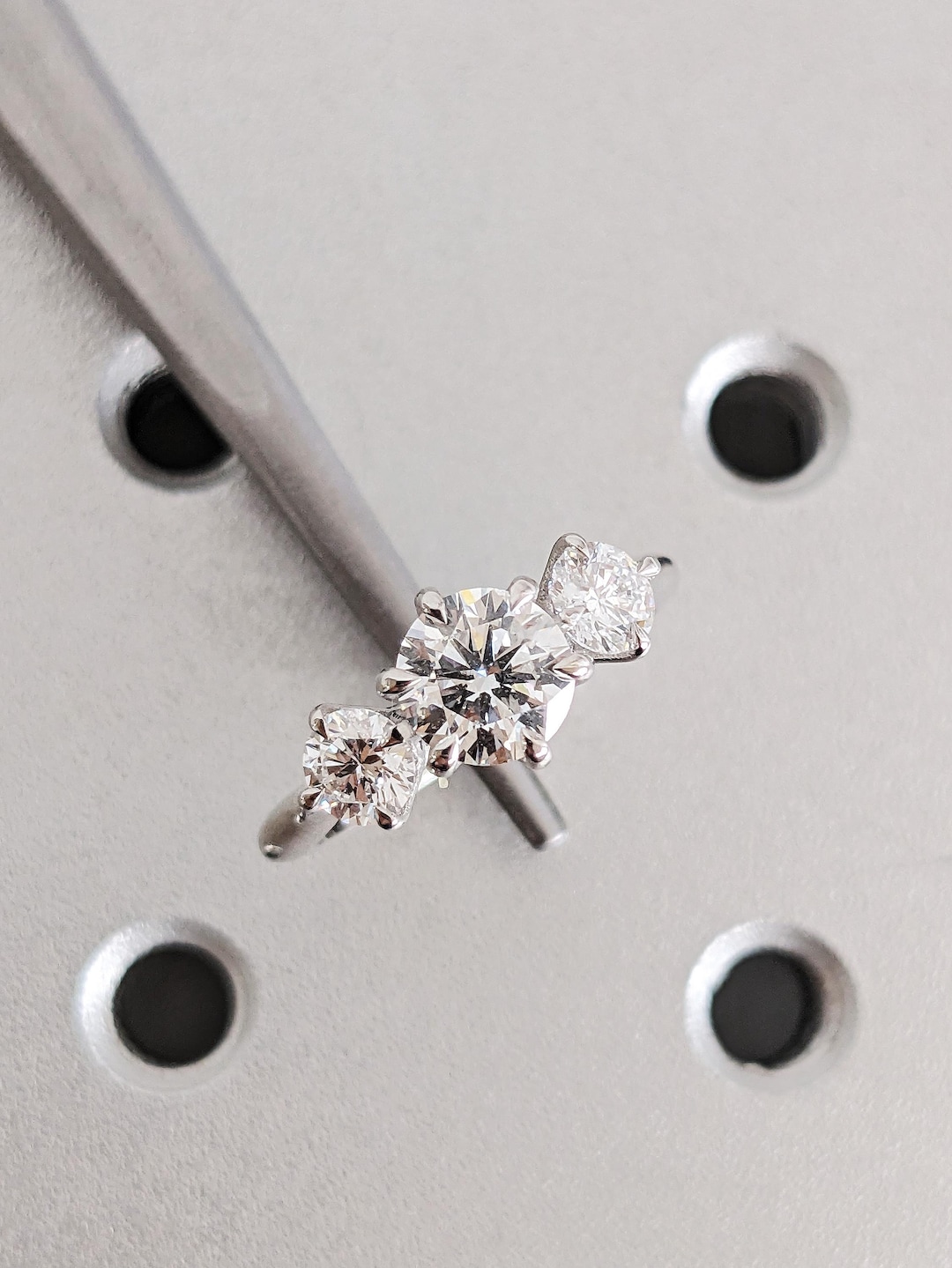 Custom 14K Solid White Gold Lab Grown Diamond Talon Prong Wedding Band ...